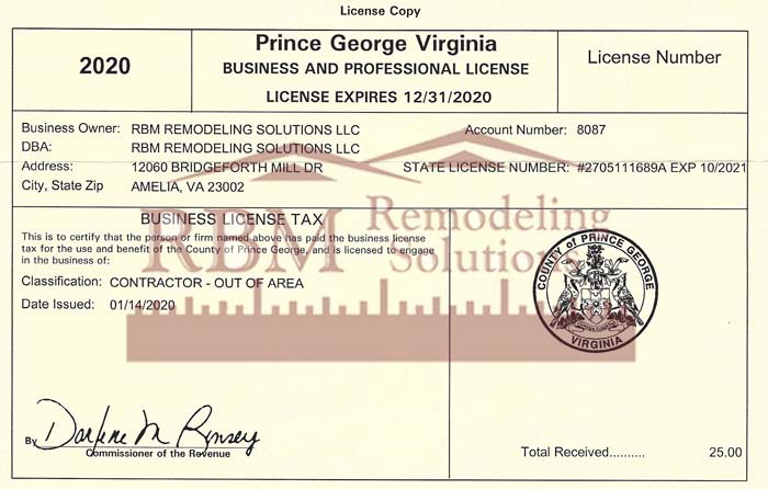 Certifications – RBM Remodeling Solutions, LLC