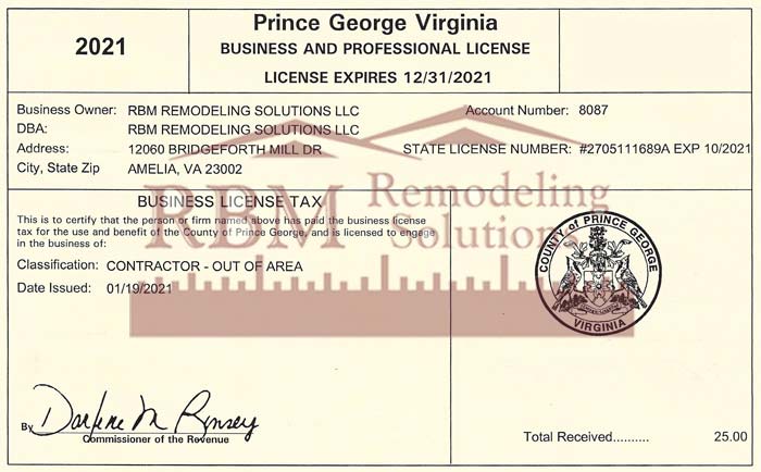 Certifications – RBM Remodeling Solutions, LLC